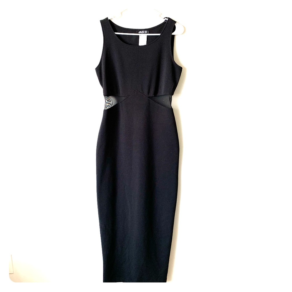 Vintage Sexy Femme Dom Black Mesh Cutout Midi Bodycon… Gem